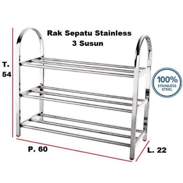 Jual Rak Sepatu Stainless susun 3 | Shopee Indonesia