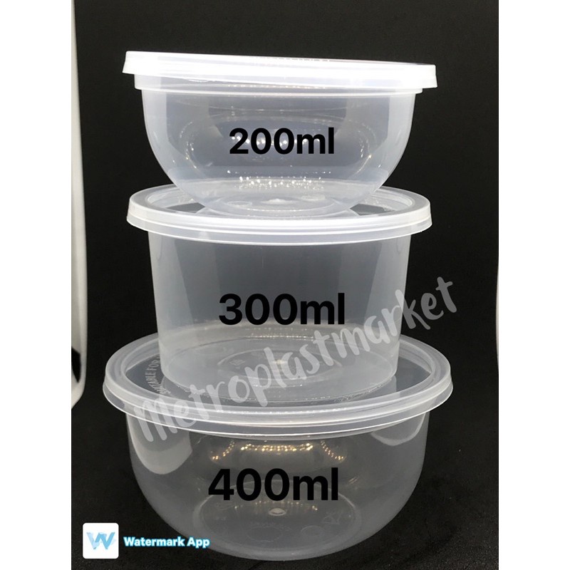 Jual Thinwall Cup Bowl Plastik 200ml 300ml 400ml Food Grade Uk 200 300 400 isi 25 pcs + Tutup ...