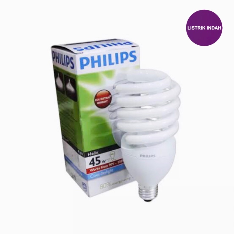 Jual LAMPU SPIRAL PHILIPS HELIX 45W PUTIH COOL DAYLIGHT (TORNADO) | Shopee Indonesia