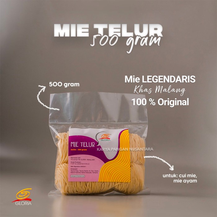 Jual MIE MENTAH MIE PANGSIT GLORIA MALANG MI PANGSIT MIE TELUR AA 500GR ...