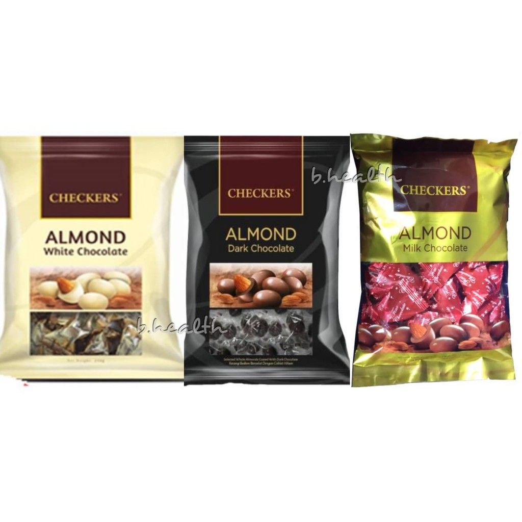 Jual Checkers Almond Dark Chocolate / Milk Chocolate / White Chocolate ...