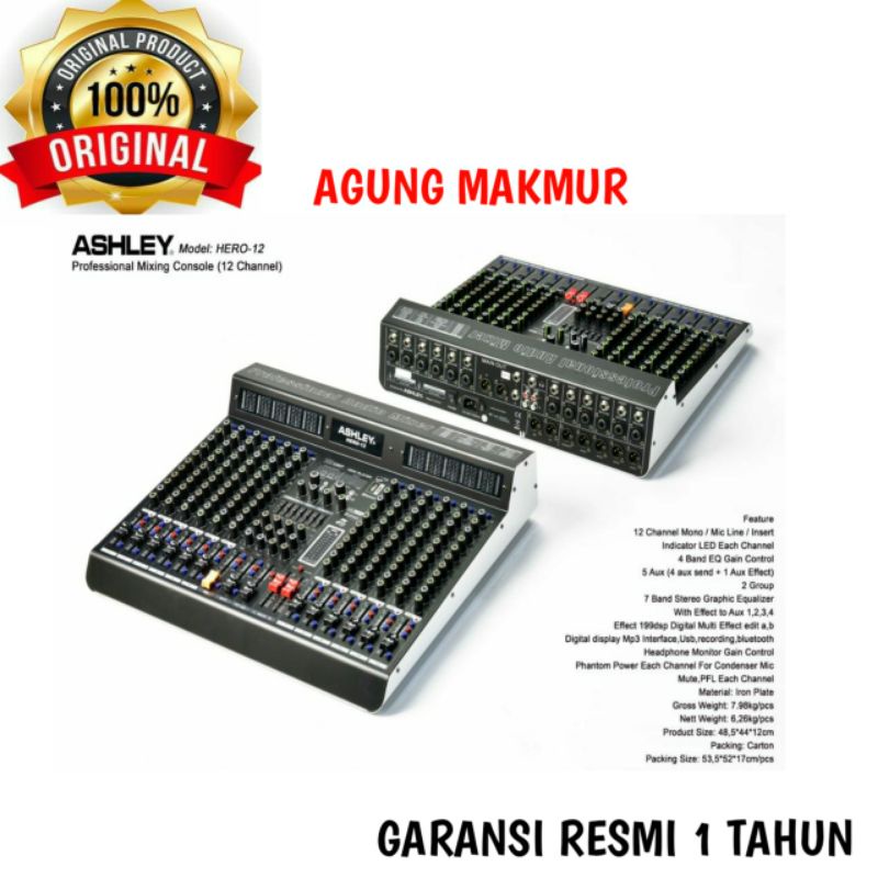 Jual Mixer Ashley Hero 12 Channel Original Multi Effect 199dsp | Shopee ...