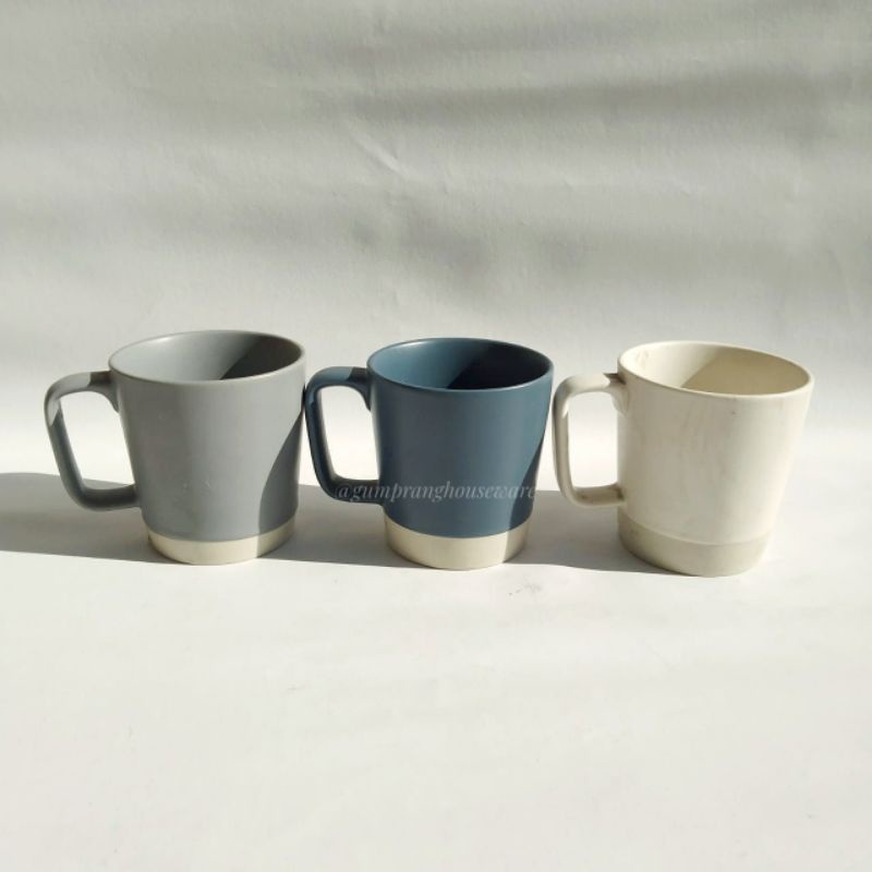 Jual mug madison - daily mug - gelas keramik two tone biru abu cream ...