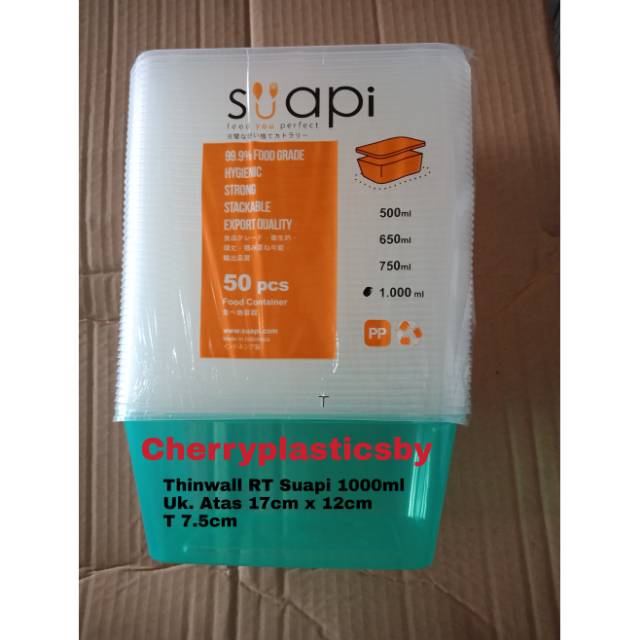 Jual Thinwall Suapi 1000ml Warna / kotak makan plastik / mealbox ...