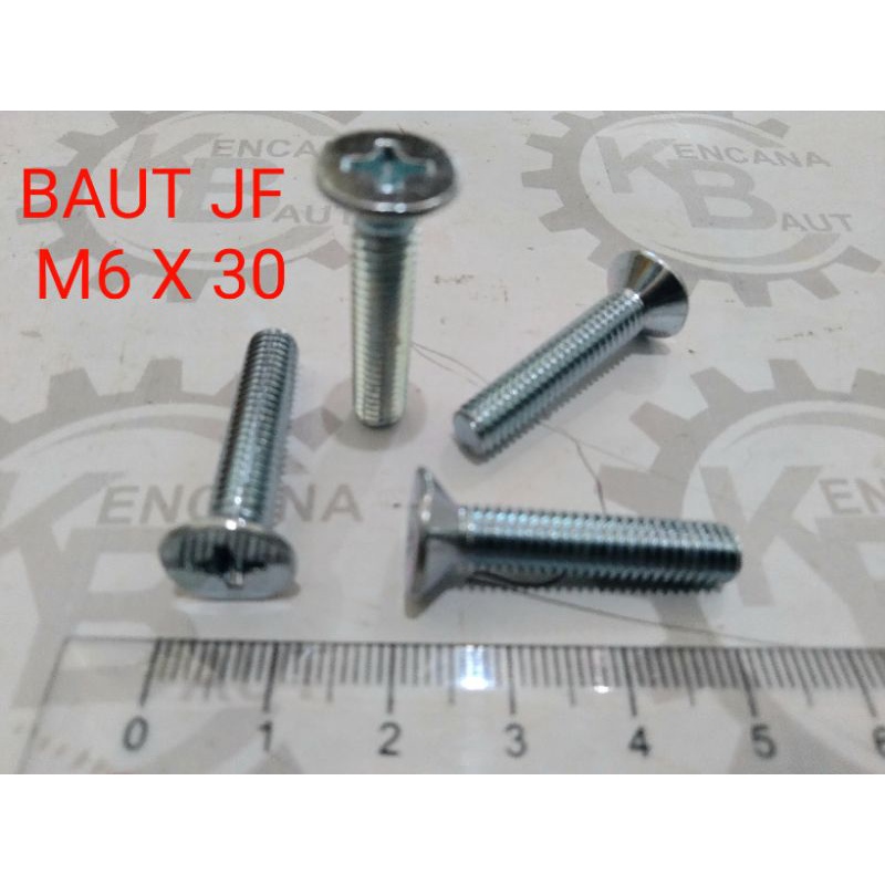 Jual BAUT JF M6 X 30 MM GALVANIS/ SEKRUP/ SKRUP JF M6 X 30 KUNCI OBENG PLUS PANJANG 3 CM ...