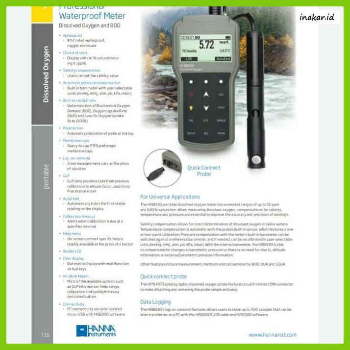 Jual Muirotarobal- Hanna Instruments Hi-98193 Professional Waterproof ...