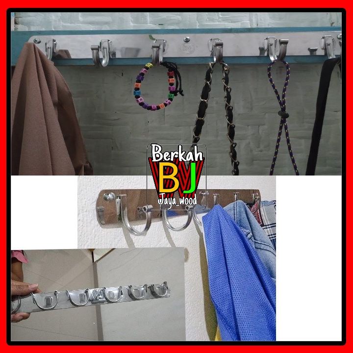 Jual Gantungan Baju Dinding 6 Kait Tebal / Kapstok Stainless Steel Kuat ...