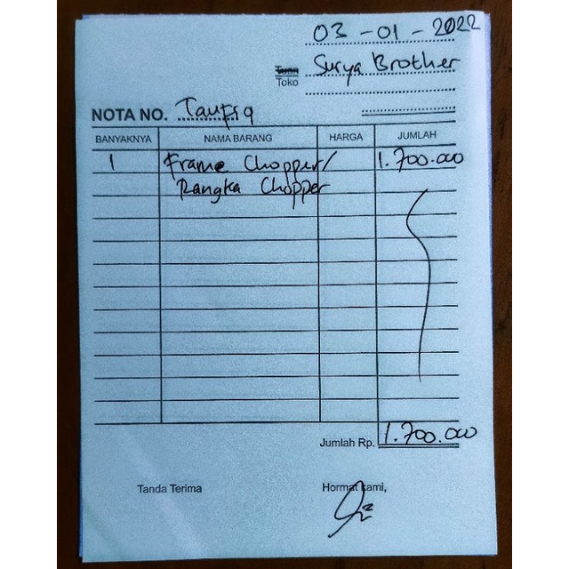 Jual Nota Pembayaran Frame Chopper promo - kwitansi | Shopee Indonesia