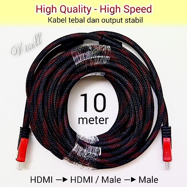 Jual Kabel HDMI to HDMI - HDTV Cable Male to Male - Panjang 10 meter ...