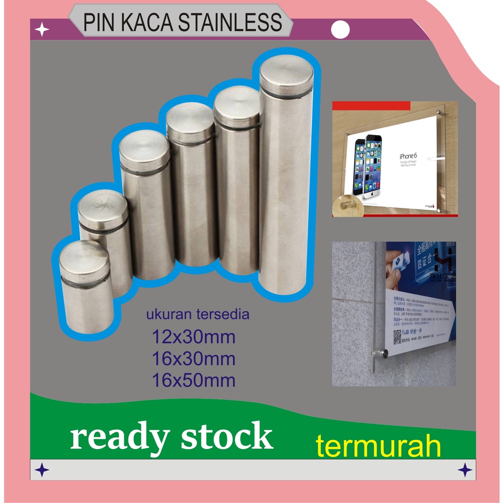 Jual PIN STAINLEES STEEL MIKA ACRYLIC / PIN AKRILIK UKURAN 12X25MM ...