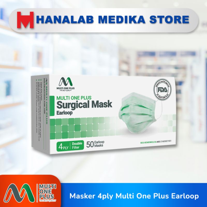 Jual Multi One Plus Surgical 4ply Mask Earloop / Masker medis 4ply ...