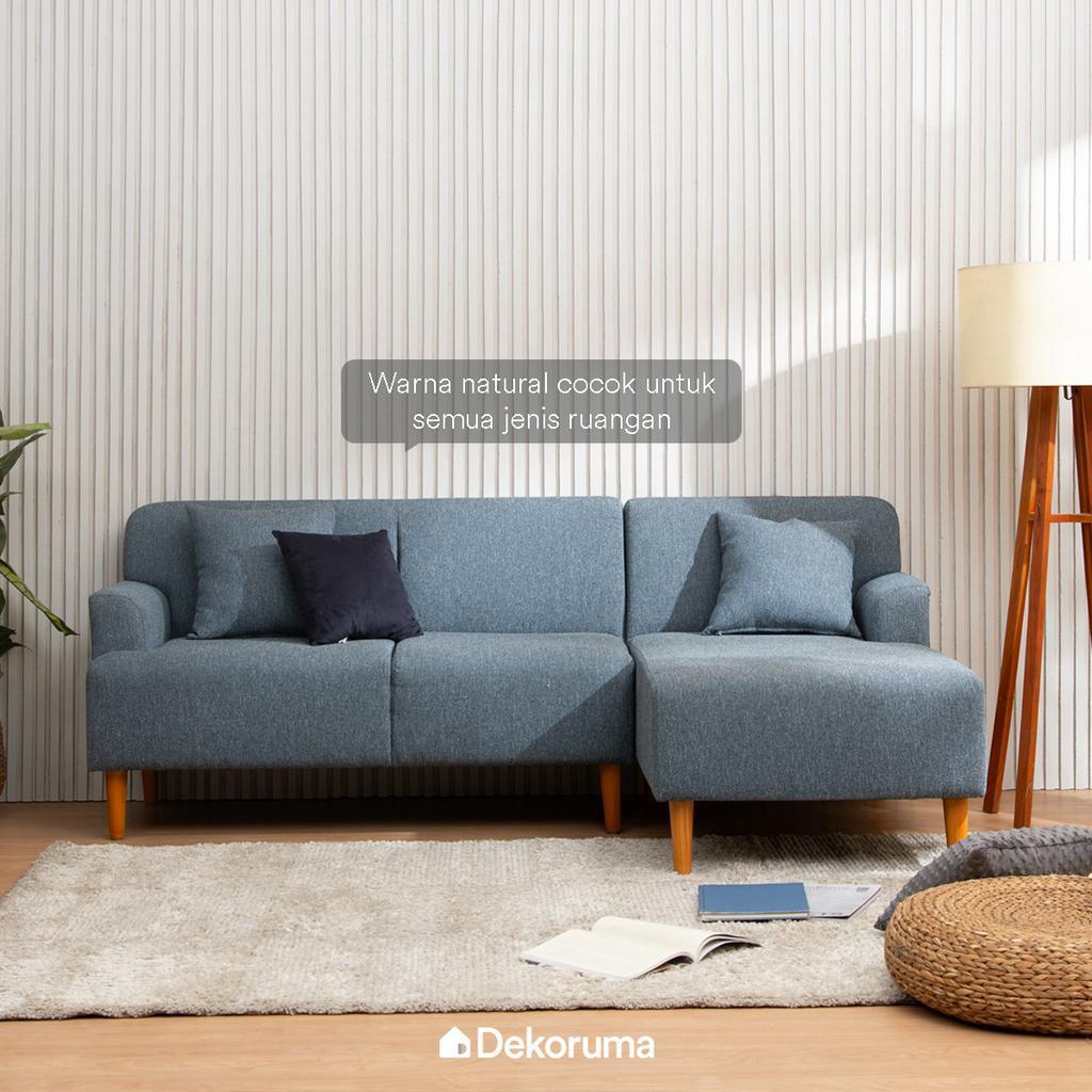 Jual Dekoruma EIRI Sofa L Kain Minimalis / Sofa Tamu L Kain - Biru ...