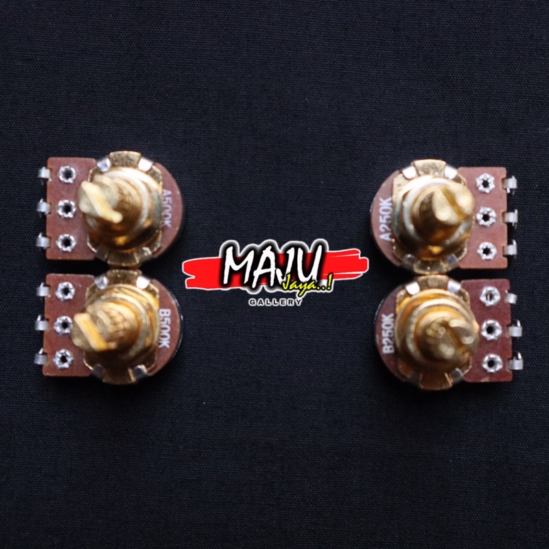 Jual Potensio potentiometer gitar dan bass mini kecil gold shaft A500k B500k A250k B250k ...