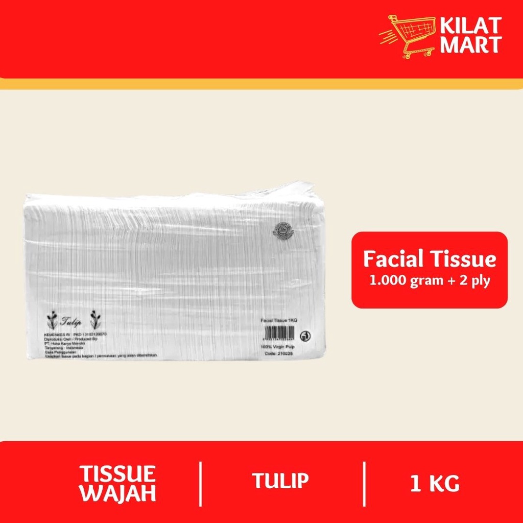 Jual TULIP - Facial Tissue Wajah 1000 gr / 1 KG (2 Ply) I Tisu Wajah ...