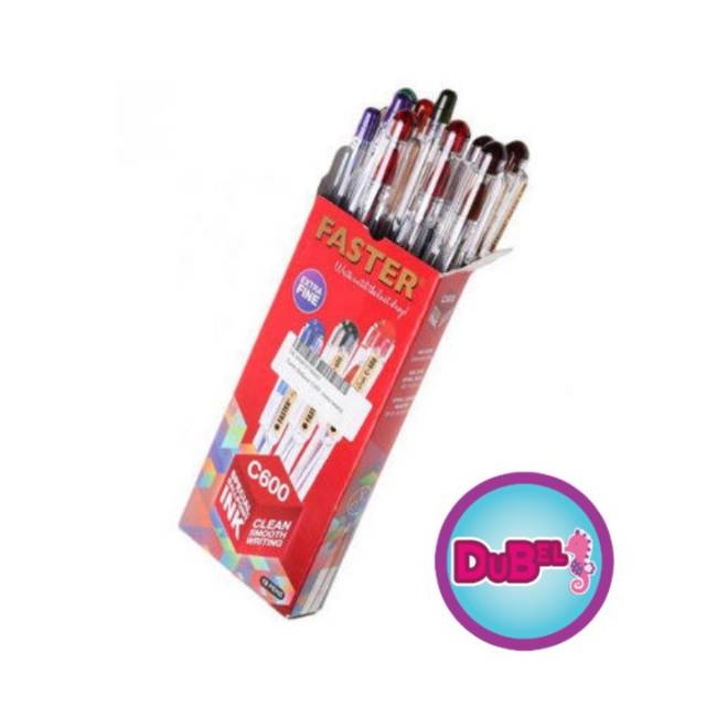 Jual Pulpen Faster C600 Hitam 0.7mm isi 12 buah | Shopee Indonesia