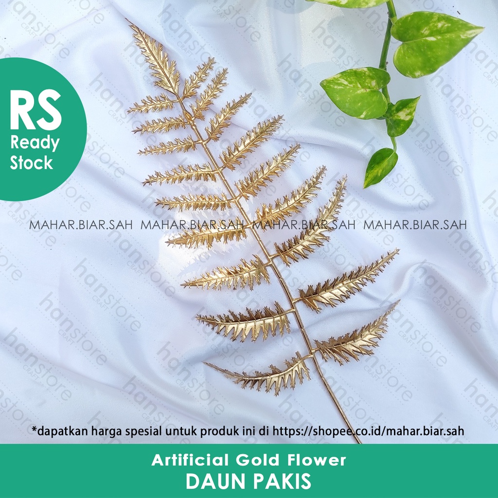 Jual RS Daun Pakis Artificial Gold / Bunga Palsu / Daun Emas Palsu ...
