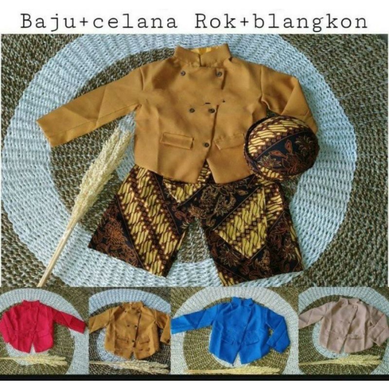 Jual setelan beskap new born / baju adat Jawa size anak / baju khitan anak balita set blangkon ...