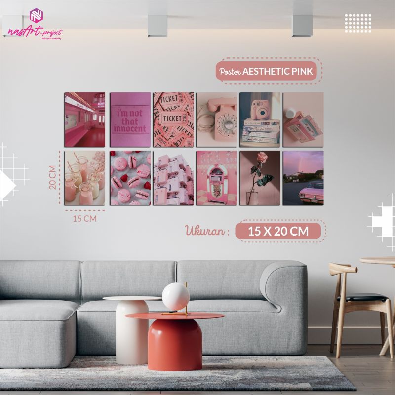 Jual POSTER / PAJANGAN DINDING KAMAR DEKORASI RUMAH AESTHETIC PINK ...