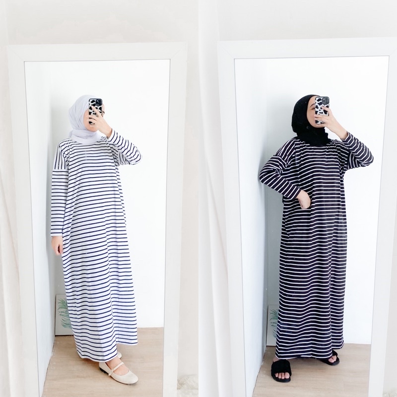 Jual Bymeldev Basic Stripes Dress Motif Salur Busui dan Nonbusui | Shopee Indonesia