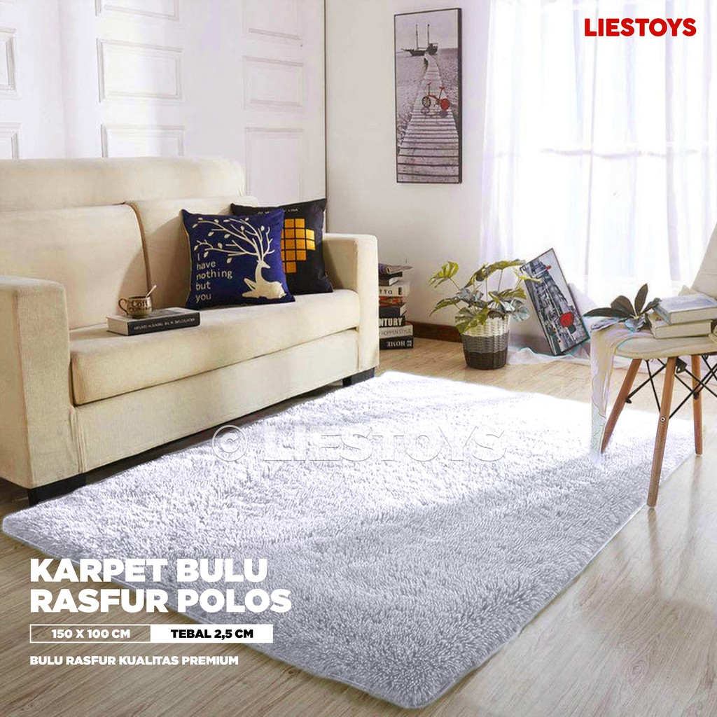 Jual Karpet Bulu Rasfur Polos Warna Putih / Karpet Polos Ukuran 150x100 ...