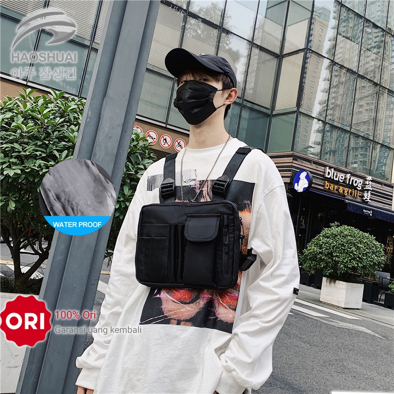 Jual HAOSHUAI 135 Tas Motor Pria Chest Bag Pria Tas Rompi Tas Dada ...