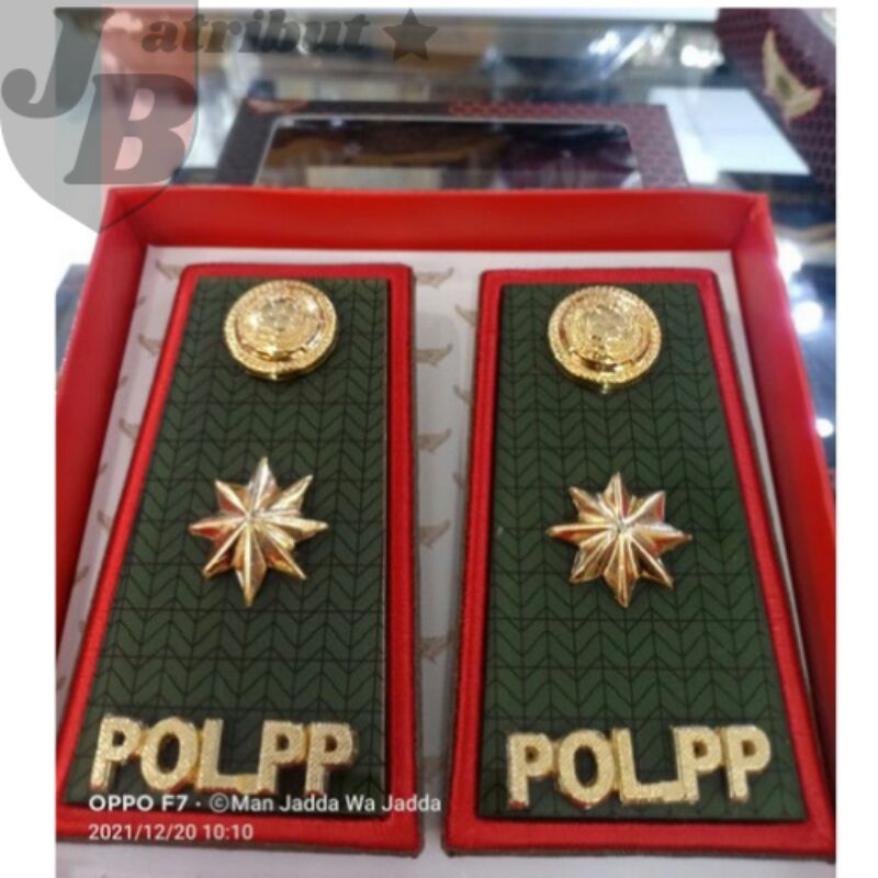 Jual pangkat pol pp PDH 4C mika kilap lis bordir merah | Shopee Indonesia