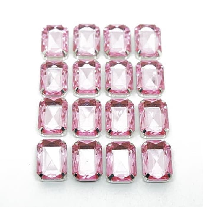Jual Torenda Cangkang Payet Kotak Kristal Jahit Size 13x18mm Pink Light ...