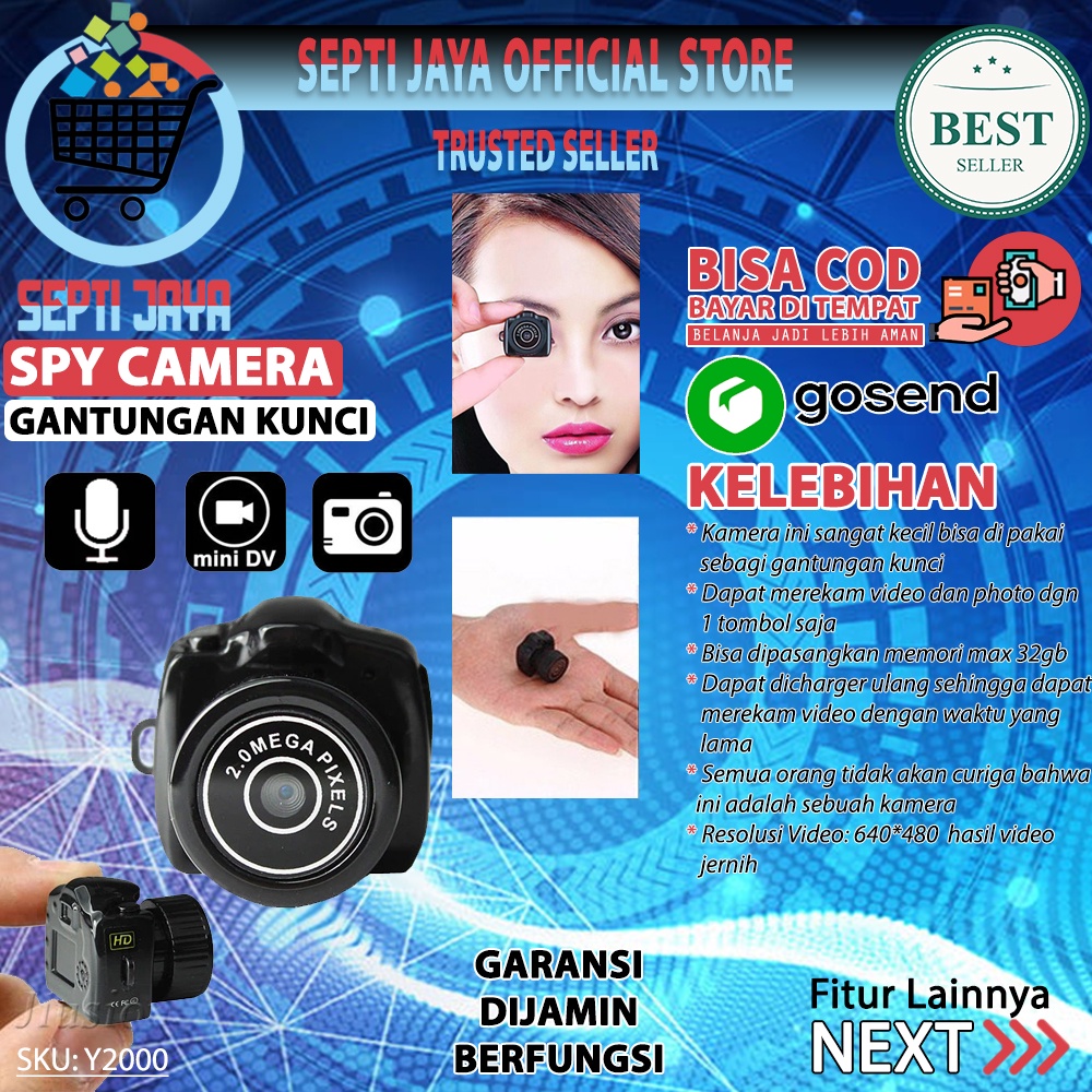 Jual Y2000 Spy Cam Kamera Mini DV HD 480 Y2000 Hidden Camera Gantungan ...