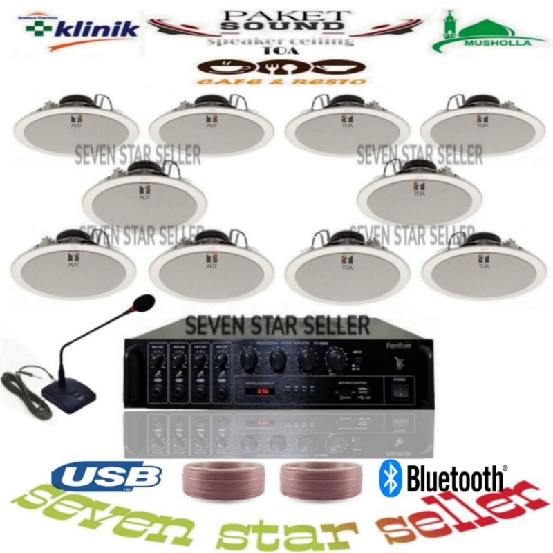 Jual paket sound system speaker ceiling TOA plafon 10 titik speaker TOA ...