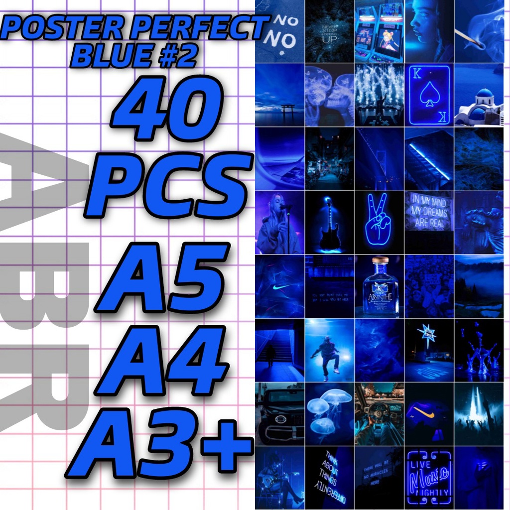 Jual poster dinding - poster aesthetic - poster warna biru - blue ...