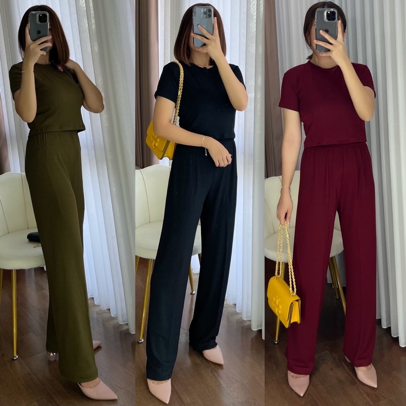 Jual ONE SET KNIT SETELAN MANGGO KNIT SET CROP TOP KNIT PREMIUM ...