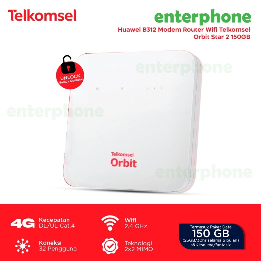 Jual Huawei B312 Modem Router Wifi Telkomsel Orbit Star 2 150GB Resmi ...