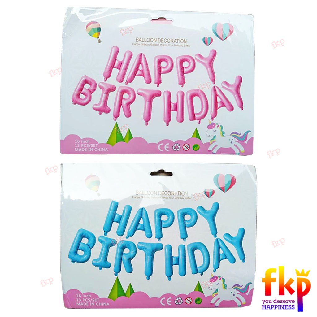 Jual Paket Balon Foil Huruf Happy Birthday Biru Muda Pastel / Balon ...