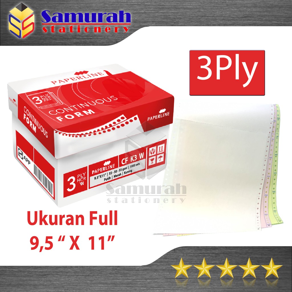 Jual Kertas Continuous Form Paperline 9,5 x 11 K3 W Full 3 PLY NCR / 9 ...
