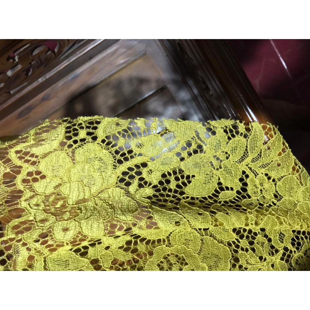 Jual Kain Kebaya 2 x 1,5 Meter Warna Hijau Olive Bahan Brokat Semi ...