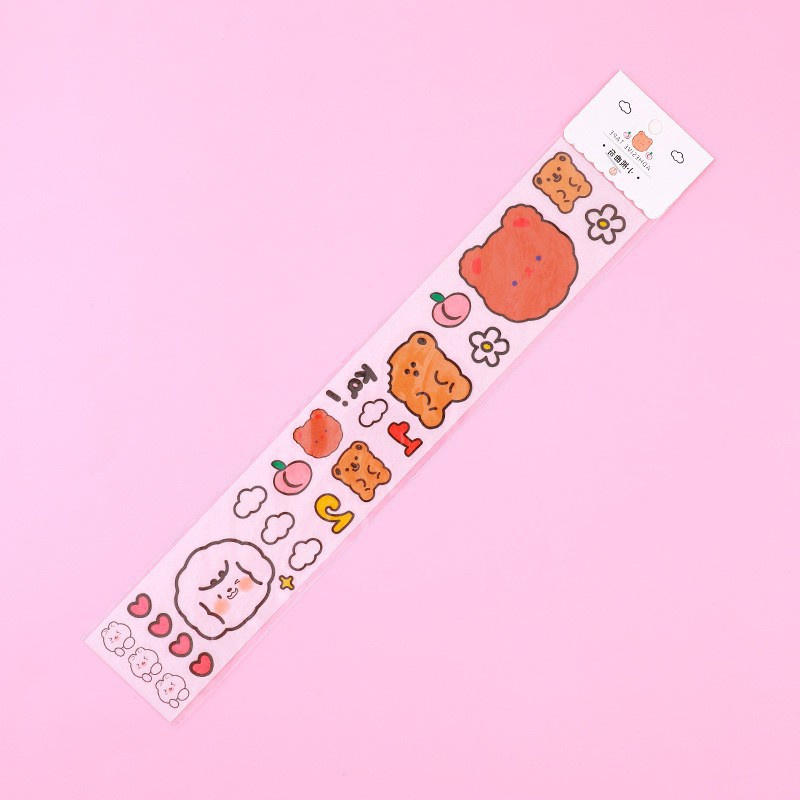 Jual Sticker Panjang Aesthetic Lucu Bear Bunny DIY Journaling Scrapbook ...