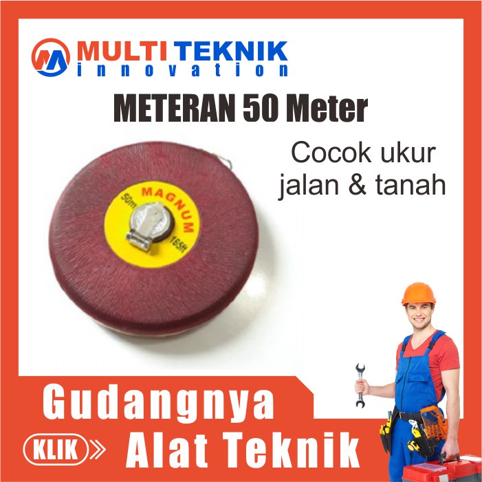 Jual Meteran Gulung Ukur Tanah Tukang Tancep Bangunan Panjang 50 Meter ...