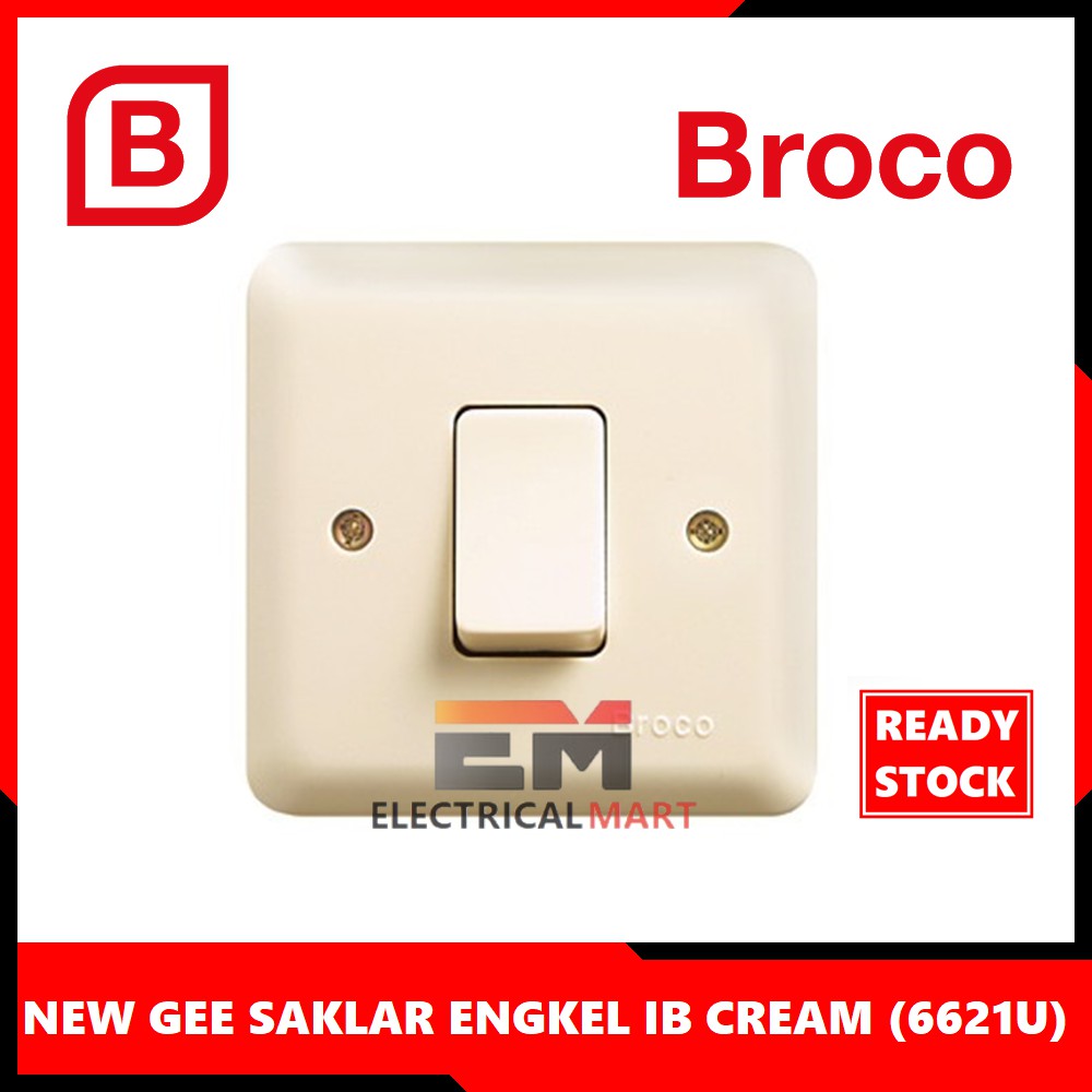 Jual Saklar Engkel Broco New Gee IB Cream (6621U) Single Switch Inbow Tanam 6621U-11 Original ...