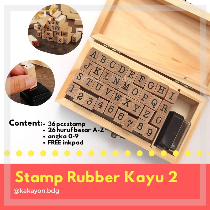 Jual Stamp Rubber Kayu Alphabet Huruf Angka Simbol Anak Scrapbook ...