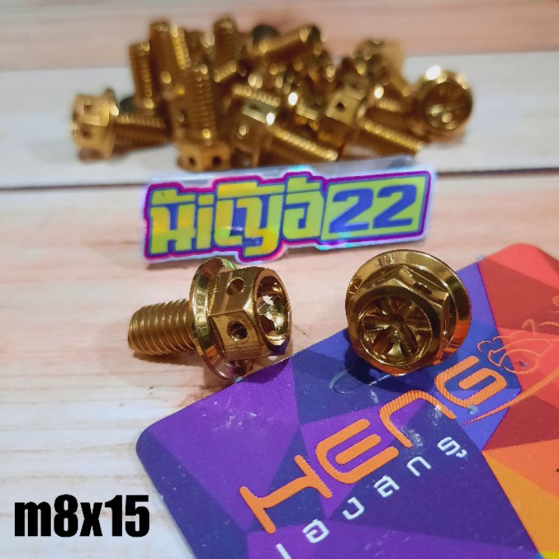 Jual baut 12 probolt 8x15 gold flower drat 12 panjang 15mm heng original thailand m8x15 HARGA ...