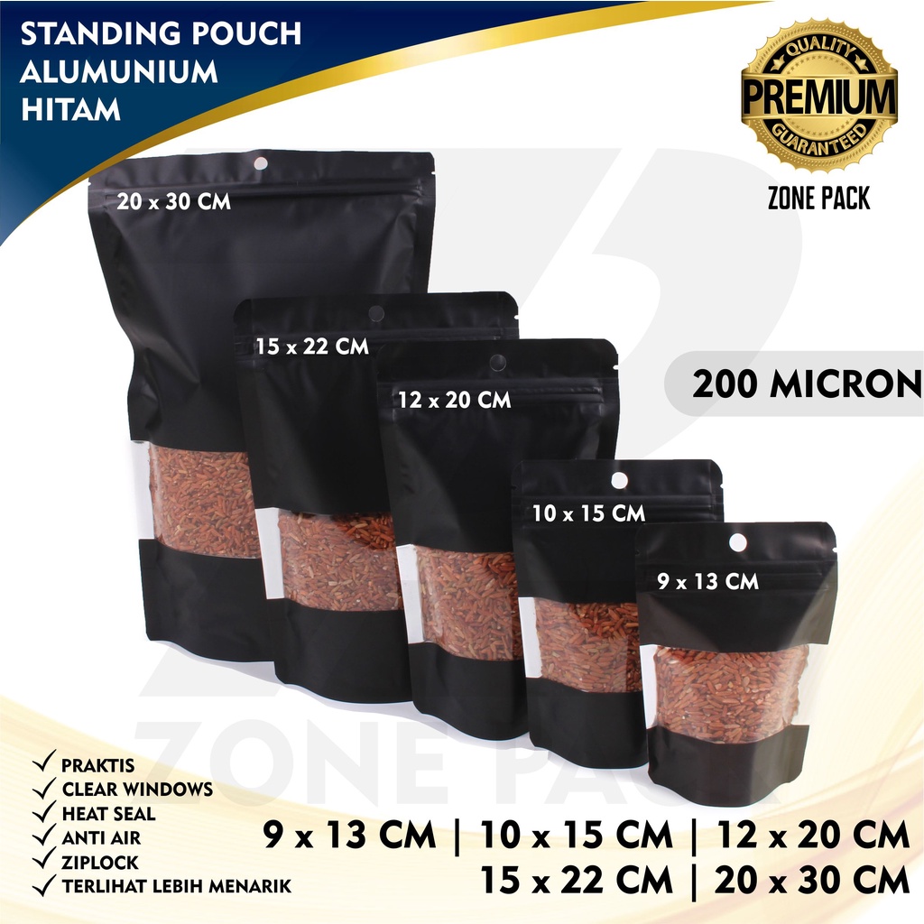 Jual Standing Pouch Alumunium Windows Warna Hitam I Kemasan Kopi I ...
