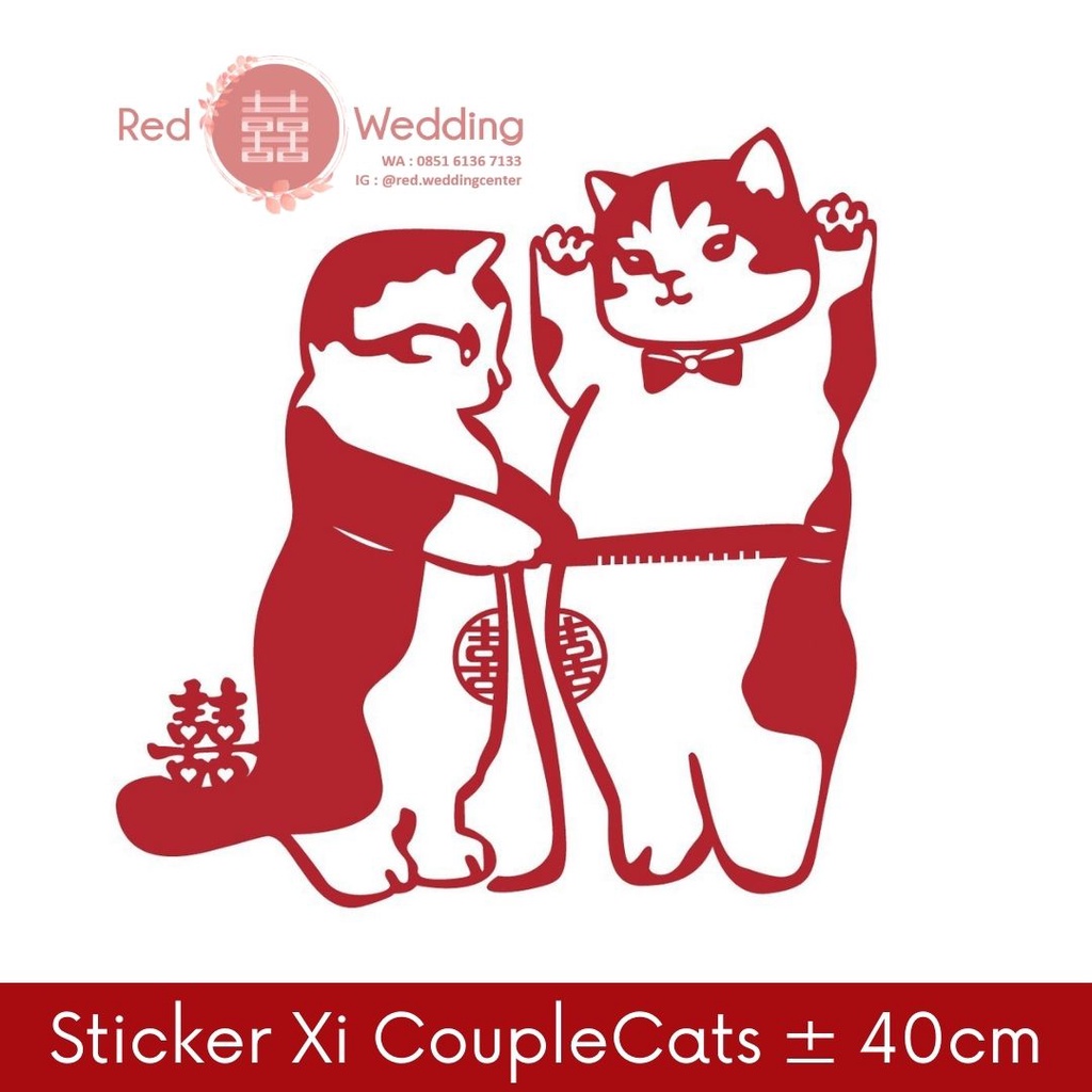 Jual Sticker Xi Couple Cat Wedding Shuang Xi Unik Kucing Kitten Neko ...