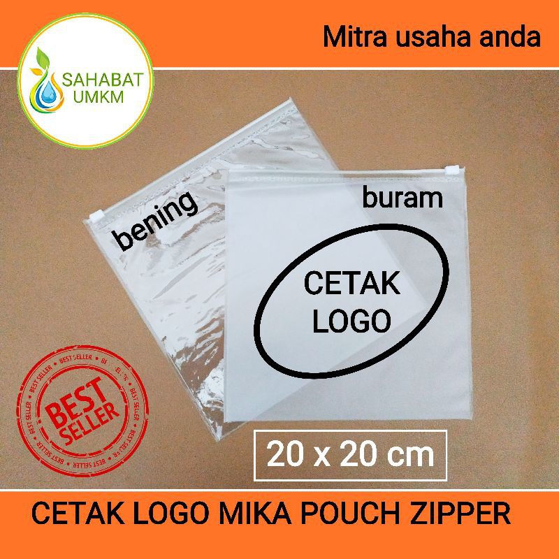 Jual Mika pouch zipper 20x20cm cetak sablon 200 pcs 1 warna 1 muka ...