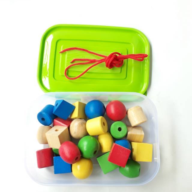 Jual Mainan edukatif anak MERONCE KAYU ISI 25 MIX WARNA DAN NATURAL ...