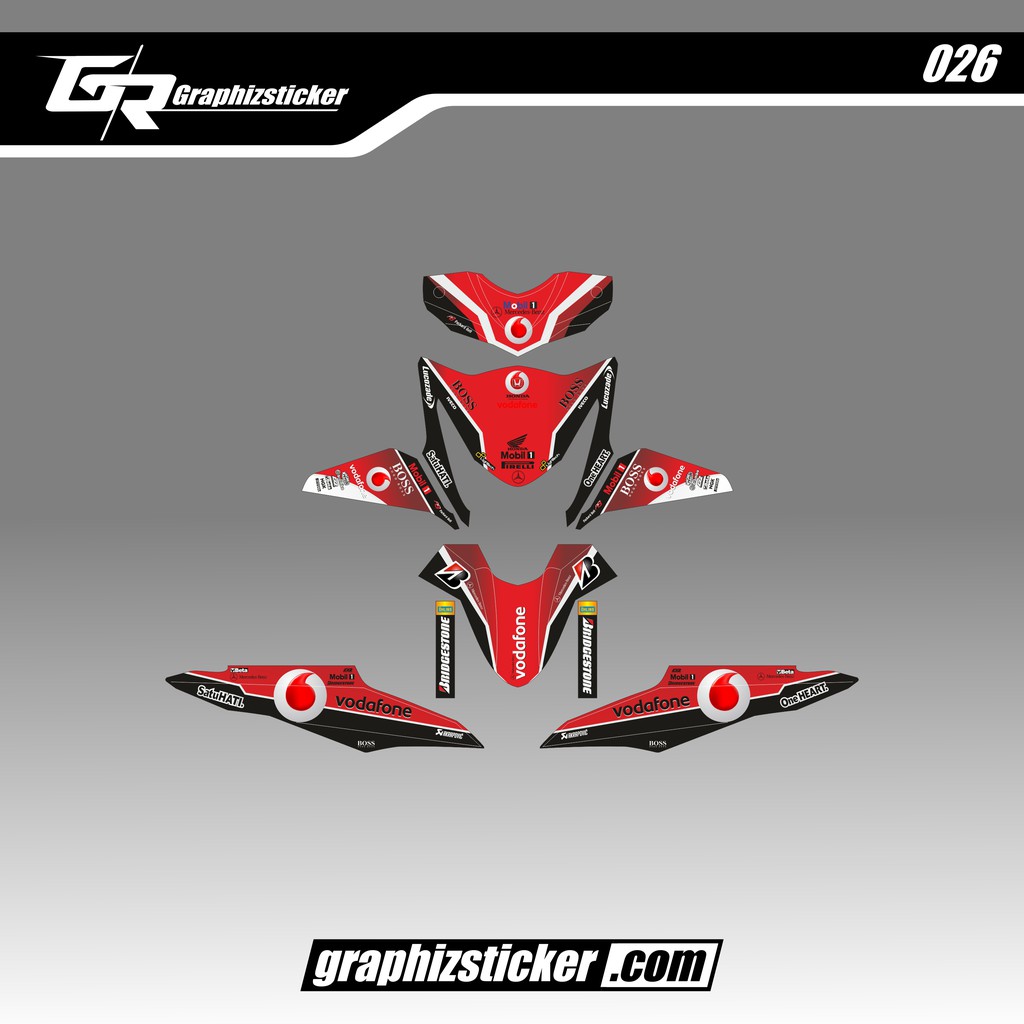 Jual DECAL STICKER MOTOR HONDA BEAT MOTIF VODAFONE MERAH RED | Shopee ...