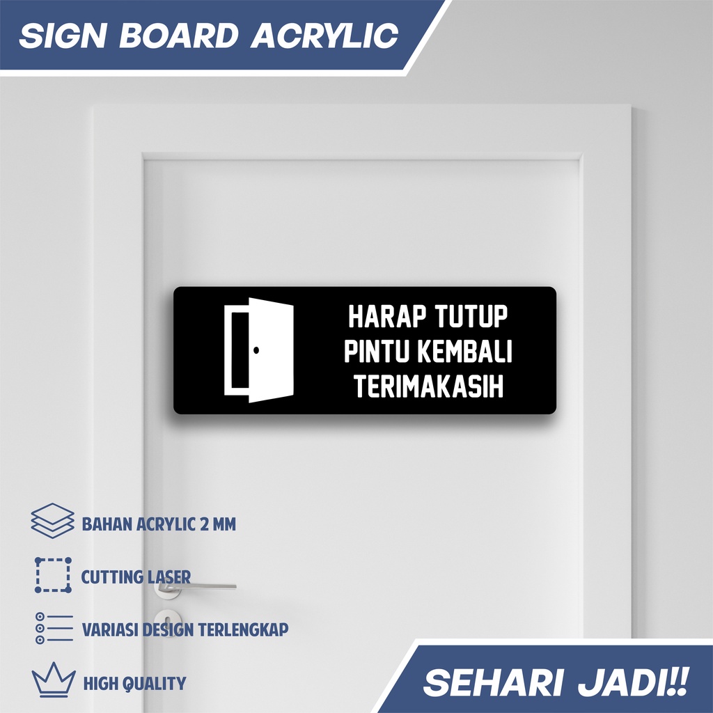 Jual (SEHARI JADI) SIGN BOARD ACRYLIC/HARAP TUTUP PINTU/30 X 10 CM/PAPAN NAMA/PETUNJUK/CUSTOM ...