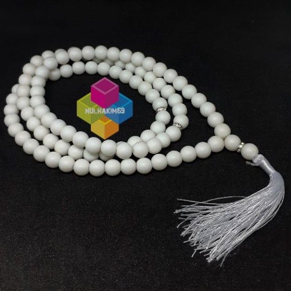 Jual tasbih batu giok putih salju unik 99 butir 8 mm asli | Shopee ...