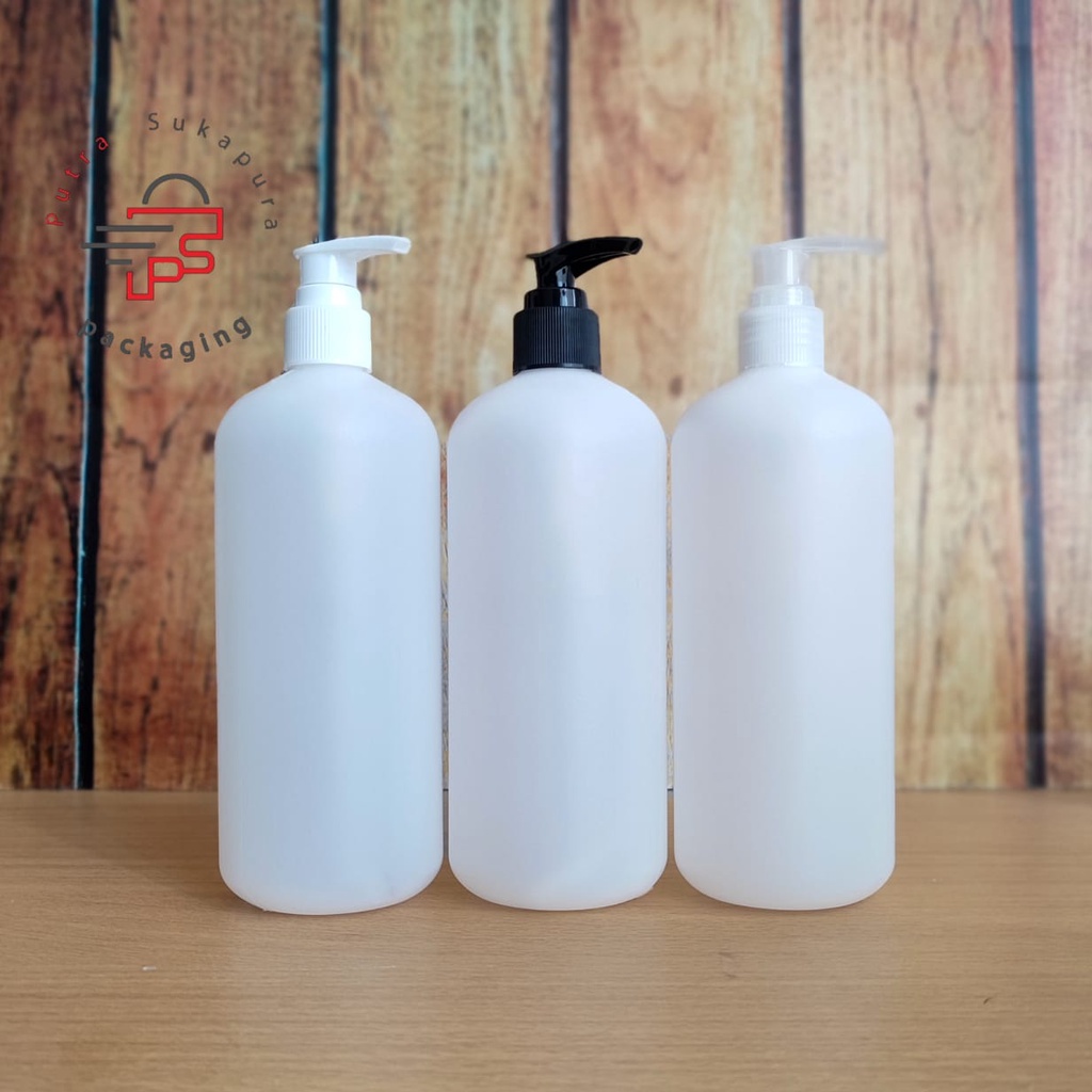 Jual botol pump 500ml hdpe neck 24/botol kemasan sabun cair, hand sanitizer / botol pump 500ml ...