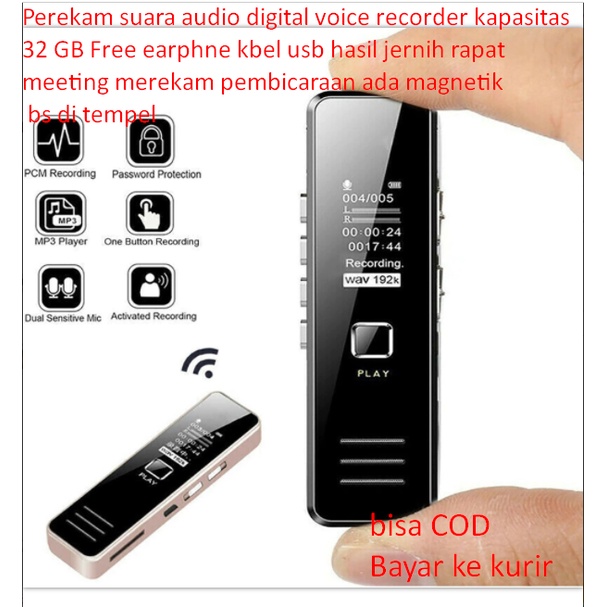 Jual Perekam suara audio digital voice recorder kapasitas 32 GB Free ...