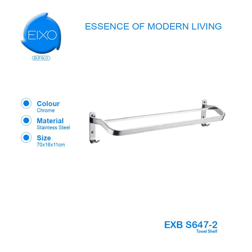 Jual EIXO Bufalo EXB S647 S648 Towel Shelf Double Rak Handuk Toilet Stainless 70 cm | Shopee ...